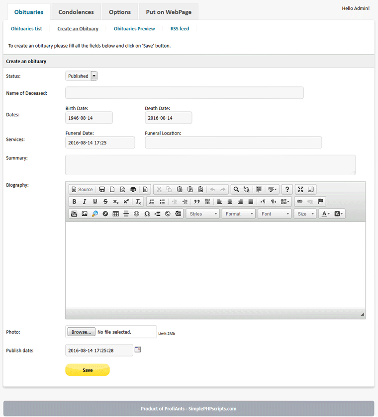 Funeral Script PHP (Posted by nevenov) | Hotscripts News Publishing
