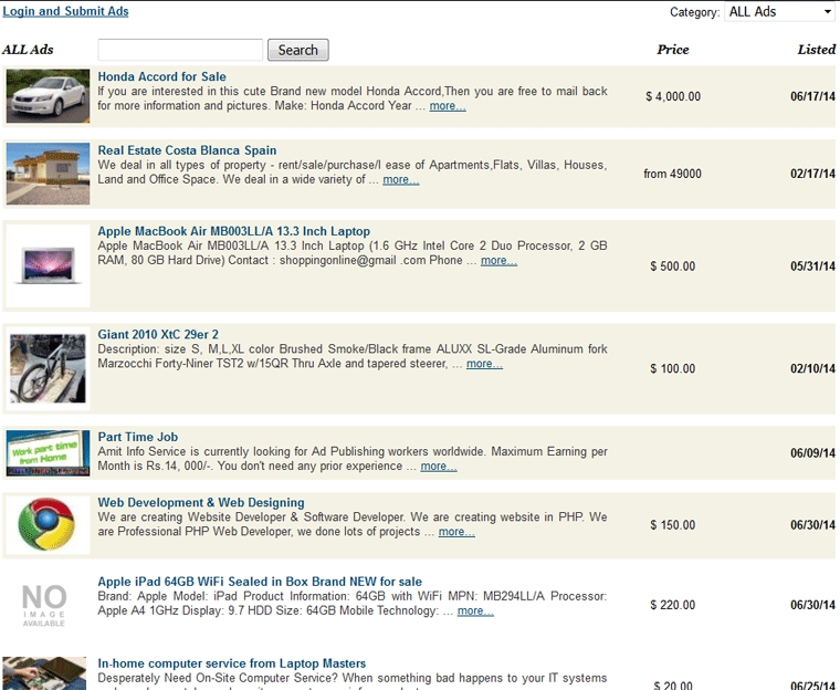 Classified Ads Script Php Posted By Nevenov Hotscripts General