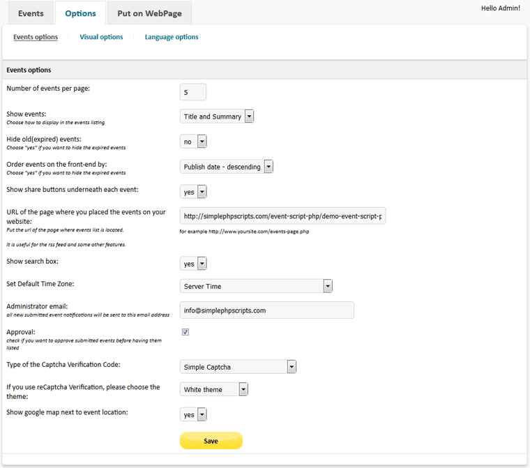 Event Script Php Posted By Nevenov Hotscripts Calendars